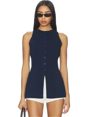 ALIGNE ALIGNE Daphne Knit Sleeveless Button-Up Top