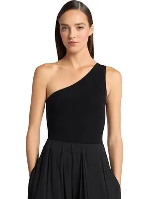 Michael Kors Stretch Cashmere Blend One-shoulder Bodysuit - Black