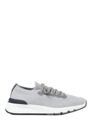 Brunello Cucinelli Brunello Cucinelli Stretch Cotton Knit Lace-Up Sneakers Silver