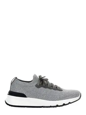Brunello Cucinelli BRUNELLO CUCINELLI Knit Low-Top Sneakers Silver