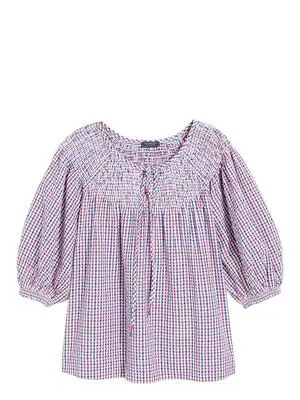 Vineyard Vines Devin Top With Smocked Neckline And Tie Detail - Mariner