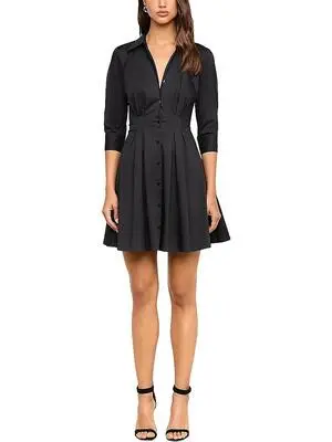 L'Agence Journi Pintuck Shirt Dress - Black