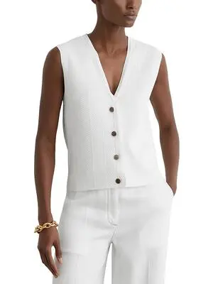 REISS Knitted Waistcoat - White
