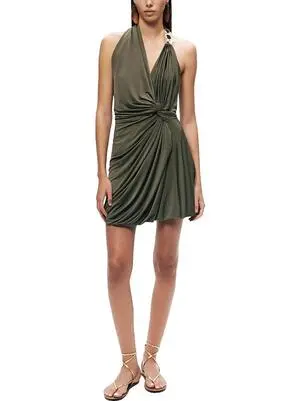 NOCTURNE Draped Halterneck Mini Dress - Khaki