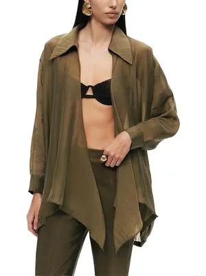 NOCTURNE Fluid Open-front Shirt - Khaki