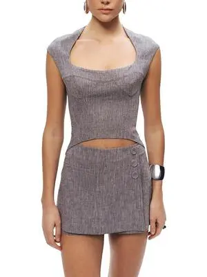 NOCTURNE Open-back Tailored Top - Grey