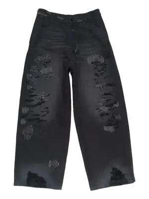 Acne Studios Mended Distressed Wide Leg Trousers - Black