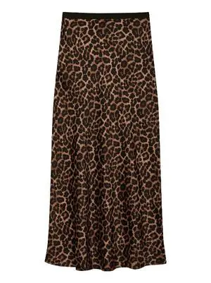 ANINE BING Printed Bar Silk Skirt - Leopard