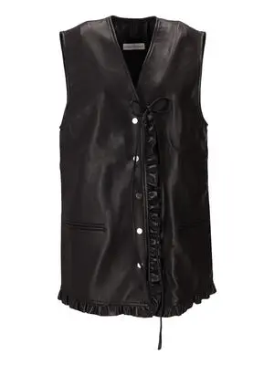 NICCOLO PASQUALETTI Black Nappa Leather Gala Vest - Dark Brown