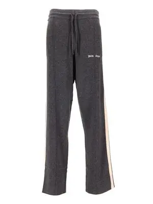 Palm Angels Classic Logo Knit Track Pants - Dark Grey - Off White