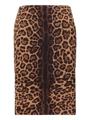 LA ROSE La Rose Nappa Leopard Print Skirt