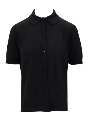 Max Mara Max Mara Short Sleeve Cardigan With Collared Neckline Nero