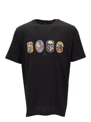 Paul Smith Regular Fit T-shirt With Badge Prints - Black