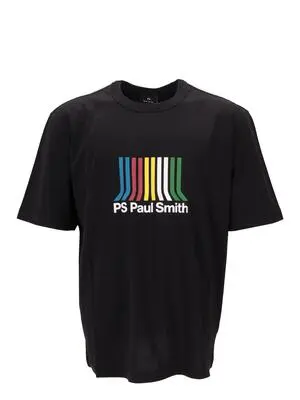 Paul Smith Casual Fit T-shirt With Ps Stripe Graphic - Black