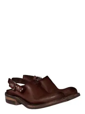 Miu Miu Leather Clogs With Adjustable Strap - Caffe'