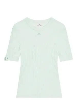 COURREGES Ribbed Knit Top With Buckle Detail - Light Mint