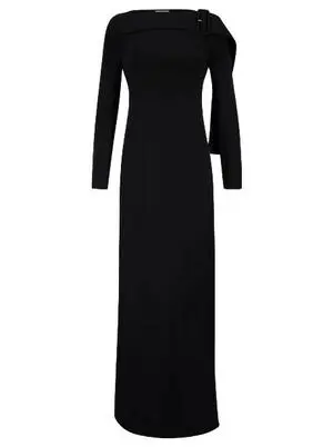 COURREGES Long Dress Buckle Crepe Jersey - Black
