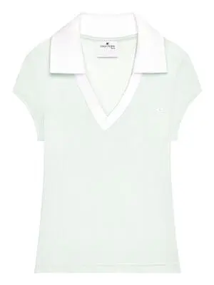 COURREGES Cropped Polo Shirt - Light Mint/heritage White