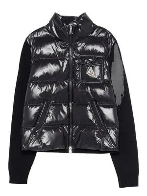 Moncler Moncler Quilted Down Vest With Contrast Knit Sleeves Navy
