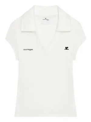 COURREGES Cropped Polo Shirt - Heritage White/heritage W