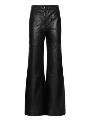 Victoria Beckham Alina Leather Trousers - Black