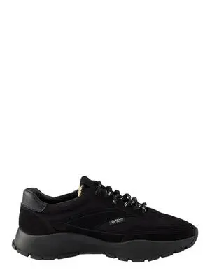 Prada Paneled Mesh And Suede Sneakers - Black