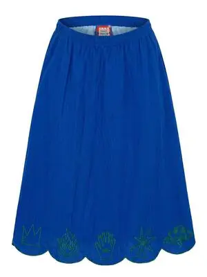KING NAKED Oversized Embroidered Midi Skirt - Blue