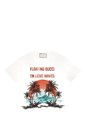 Gucci Sequined Slogan Print T-shirt - White