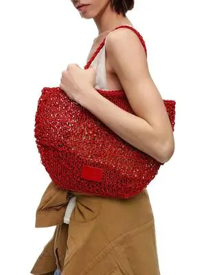 Bimba Y Lola Medium Crochet-leather Shoulder Bag - Red