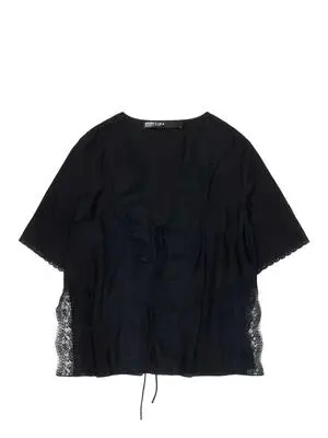 Bimba Y Lola Lace-trimmed V-neck Top - Black