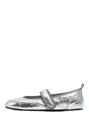 Bimba Y Lola Metallic Effect Touch-strap Ballet Flats - Silver
