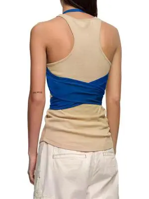 Bimba Y Lola Layered Halterneck Top - Neutrals