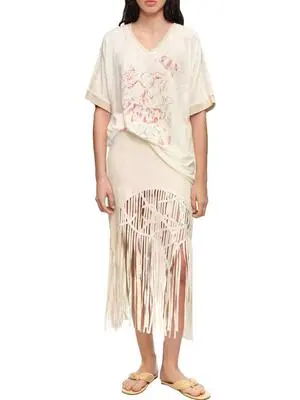Bimba Y Lola Fringe Trimmed Maxi Skirt - Neutrals