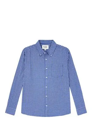 CORRIDOR Bruce Button-down Collar Checked Cotton-blend Poplin Shirt - Blue