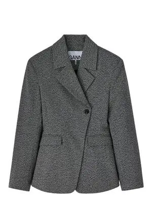 GANNI Grey Textured Blazer - Black