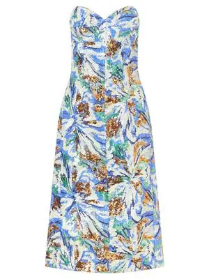 Rabanne Strapless Sequined Crepe Midi Dress - Multi