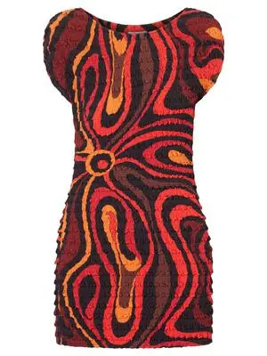 Emilio Pucci Shibori Crinkled-crepe Printed Mini Dress - Orange