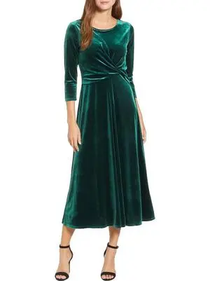 Chaus Velvet Midi Dress - Hunter
