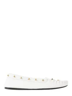 Khaite Milly Embellished Whipstitched Textured-leather Loafers - Neutrals