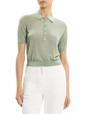 THEORY Theory Lustrous Knit Cropped Polo Top