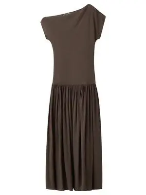 Mango One-shoulder Flared Maxi Dress - Brown