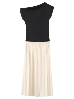 Mango One-shoulder Flared Maxi Dress - Ecru