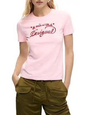 Desigual Graphic Logo Crewneck T-shirt - Pink