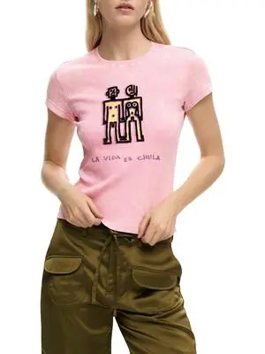 Desigual Graphic T-shirt - Fuchsia