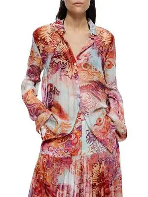 DESIGUAL Desigual Embroidered Stripe Button-Up Top