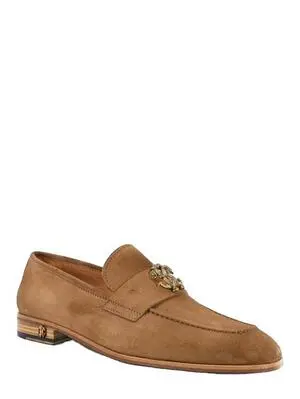 Roberto Cavalli Suede Loafers With Signature Hardware - Burned Brown