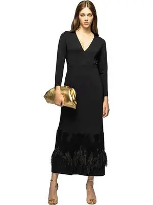 PAULA Paula's SakurA Maxi Dress With Feather Trim