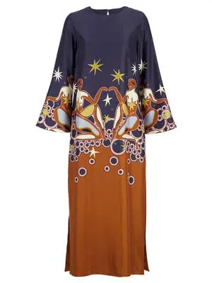 PAULA PaulaShirley Soulprint Printed Silk Twill Maxi Dress Orange