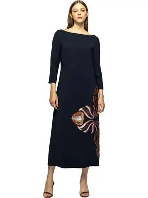 PAULA Name Bellona Sequin Embroidered Long Dress - Black