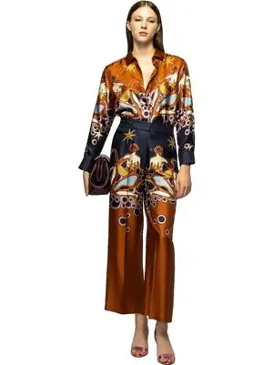 PAULA S Amethyst Soulprint Silk Twill Shirt - Orange